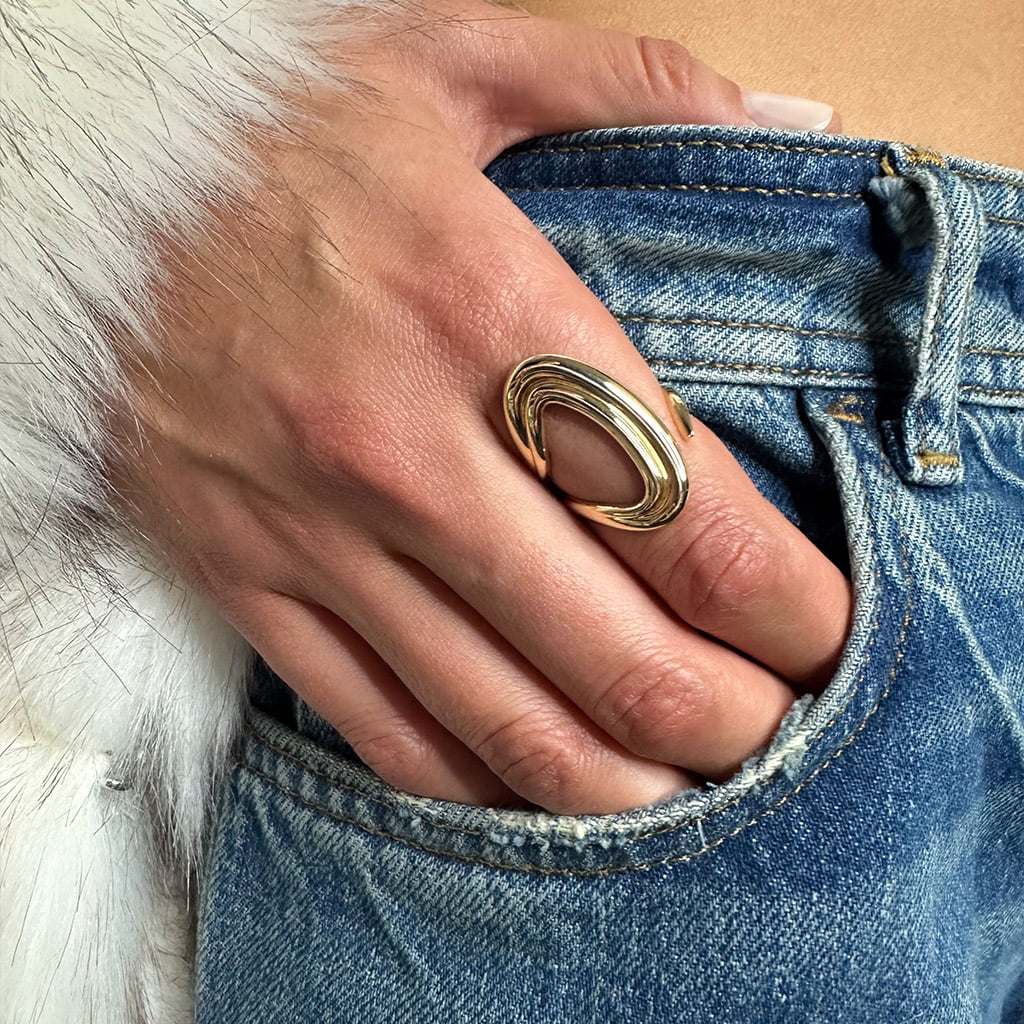 Gloss Double Strokes Ring in 18k Gold - Pre-Order Now